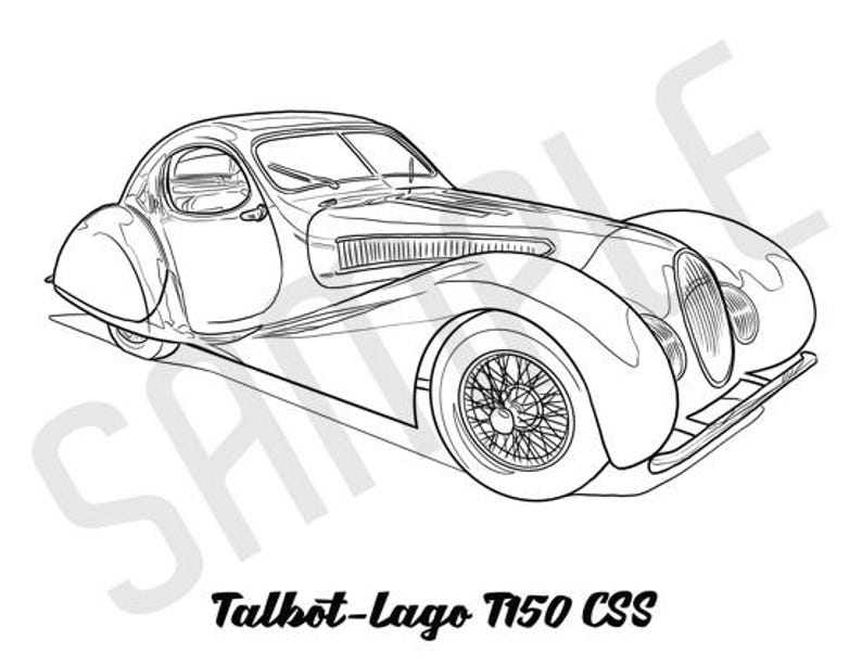 TALBOT-LAGO T150 CSS Coolest Car Adult Coloring Page, Printable ...