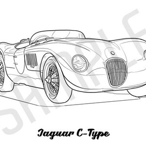 JAGUAR C-TYPE Coolest Car Adult Coloring Page, Printable Coloring Pages ...