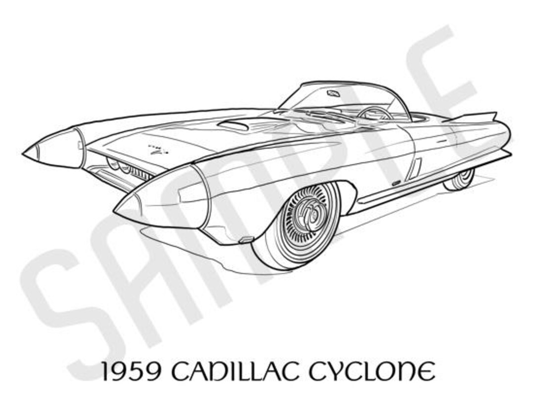 1959 CADILLAC CYCLONE Concept Car Adult Coloring Page, Printable ...