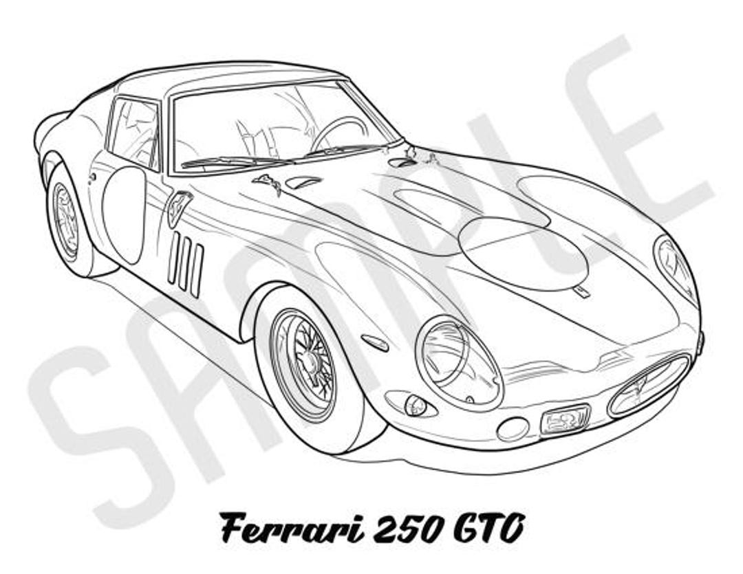 FERRARI 250 GTO Coolest Car Adult Coloring Page, Printable Coloring ...