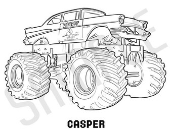 RED DRAGON Monster Truck Adult Coloring Book, Printable Coloring Pages ...