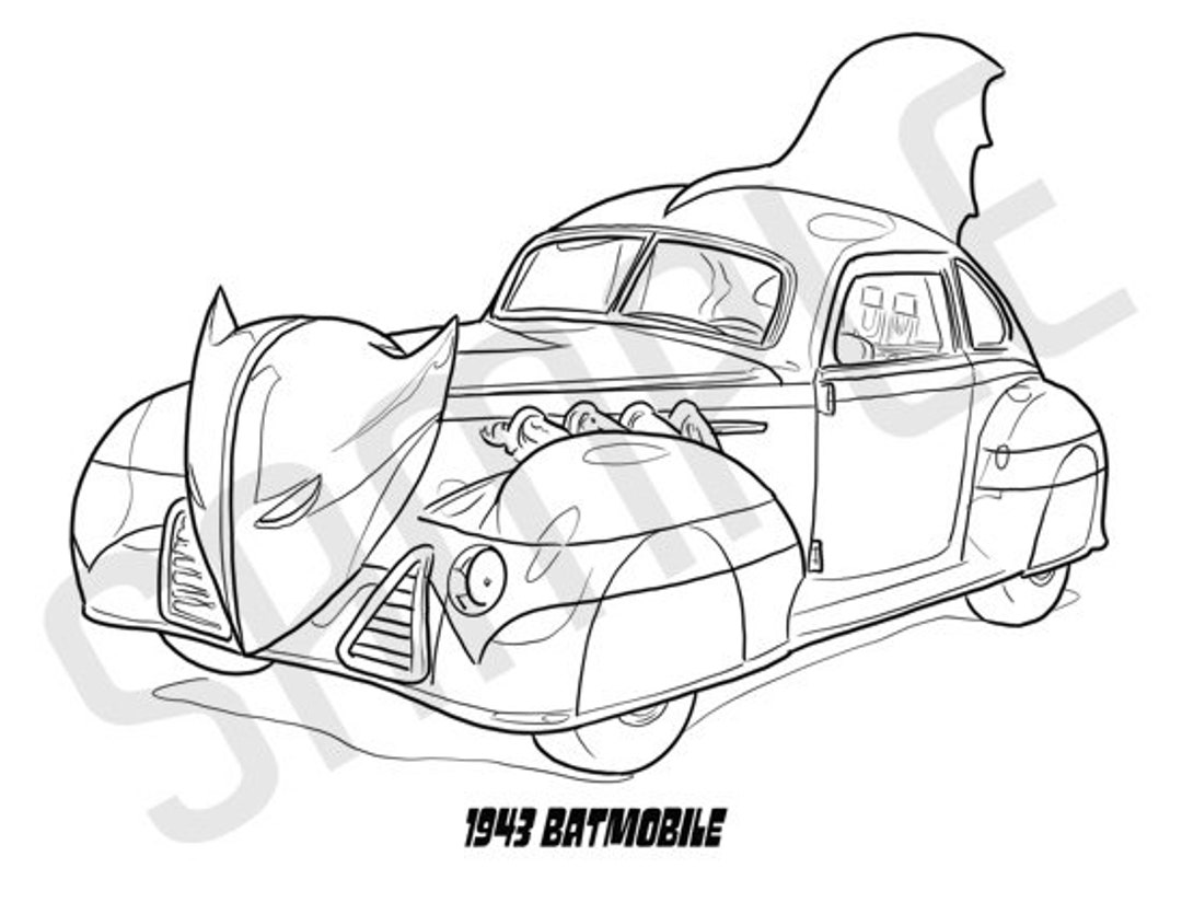 1943 BATMOBILE, Adult Coloring Page, Printable Coloring Pages, Coloring ...