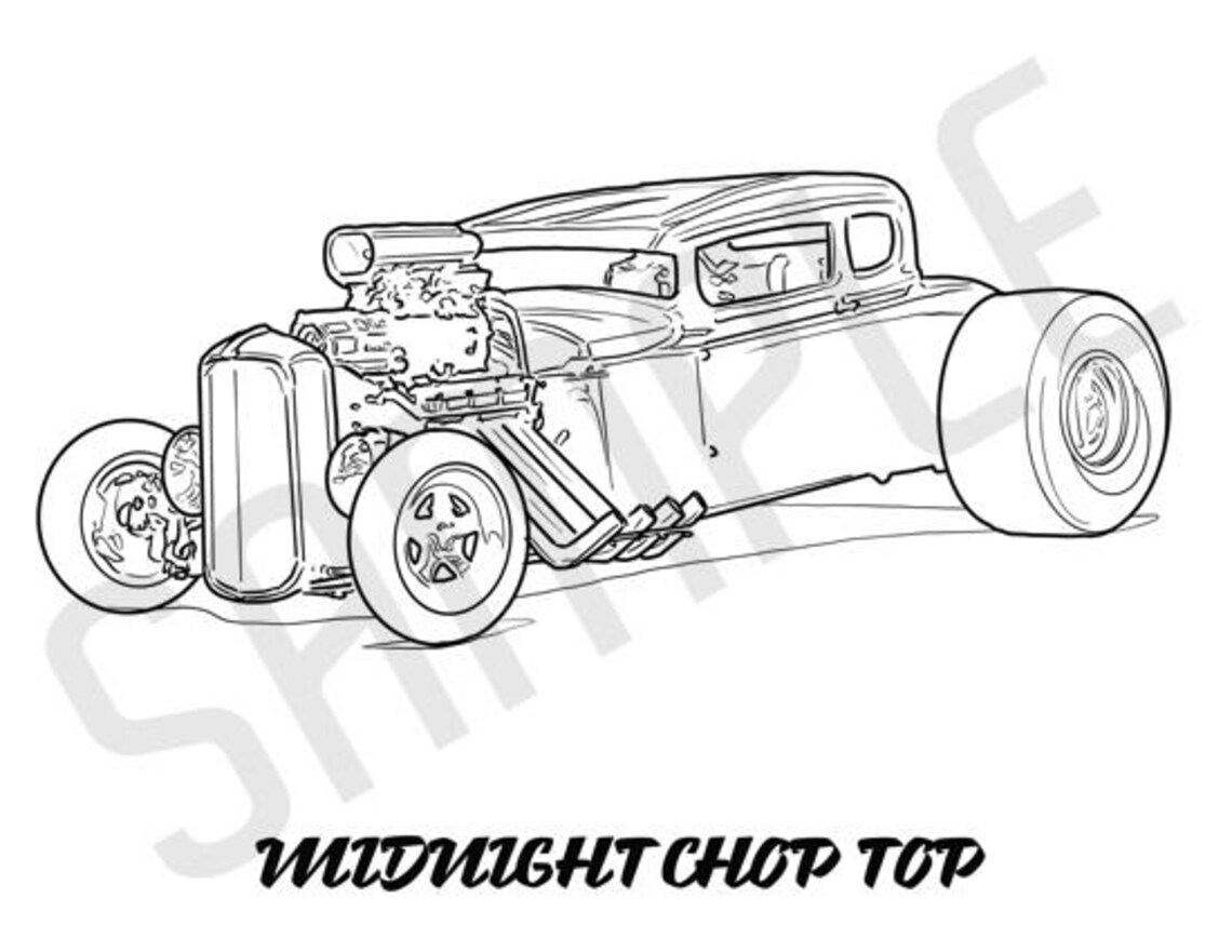 MIDNIGHT CHOP TOP Rat Rod Adult Coloring Page, Printable Coloring Pages ...