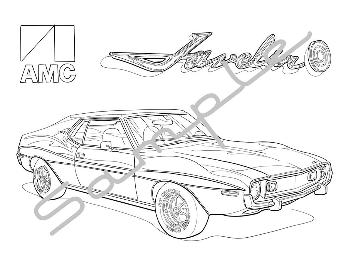 1971 AMC JAVELIN AMX, Adult Coloring Page, Printable Coloring Page ...