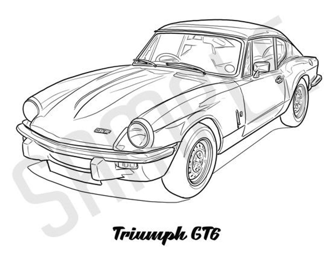 TRIUMPH GT6 Coolest Car Adult Coloring Page, Printable Coloring Pages ...