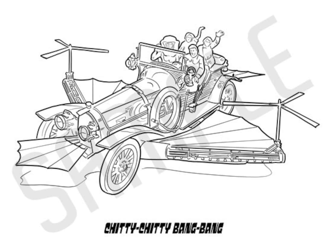Chitty-chitty Bang-bang, Adult Coloring Page, Printable Coloring Pages ...