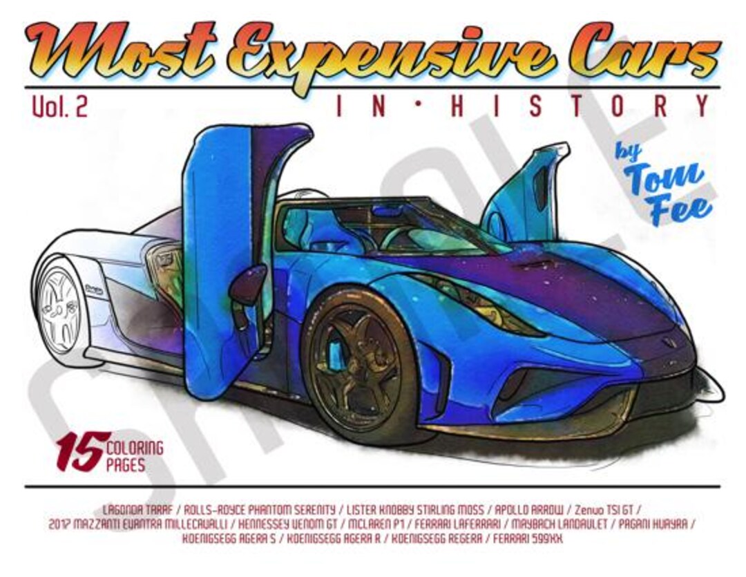 Most Expensive Cars in History Vol.2, Adult Coloring Book, Printable ...