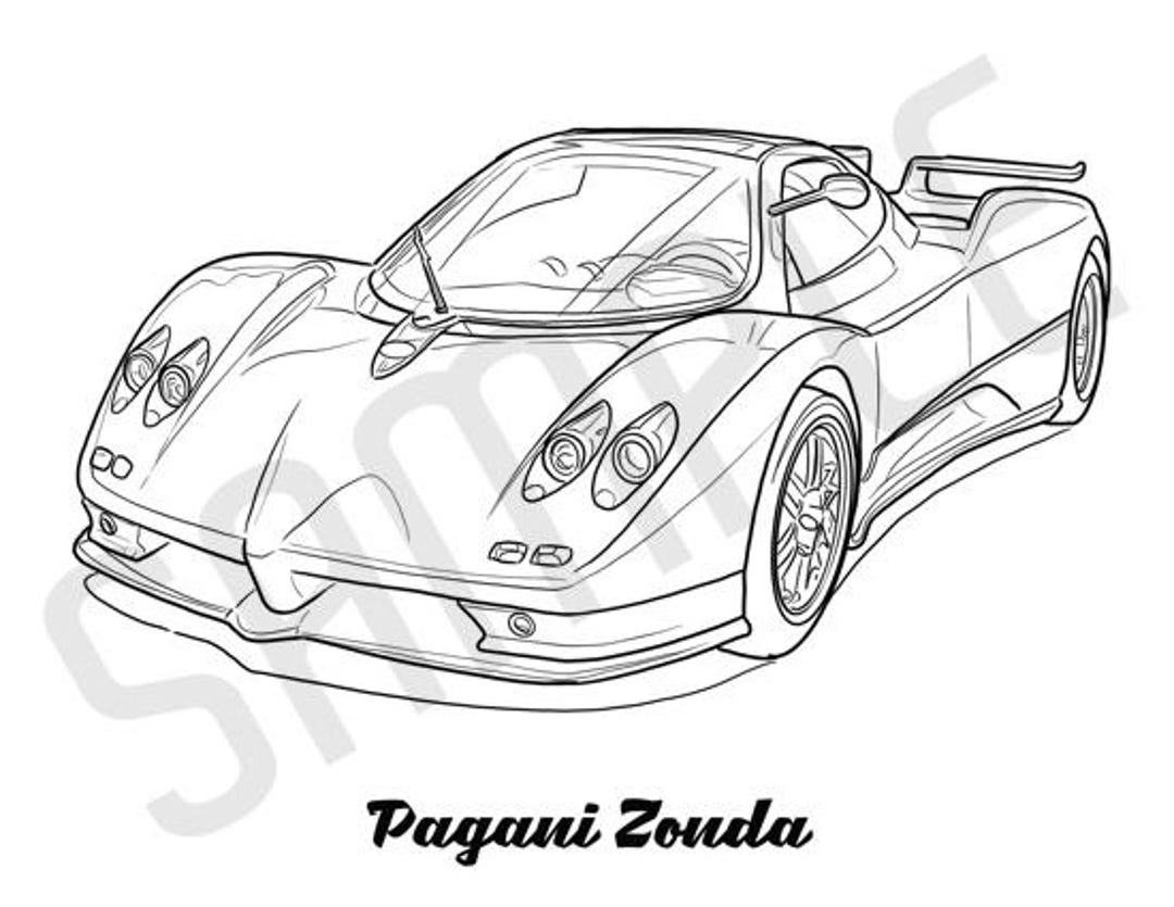 PAGANI ZONDA Coolest Car Adult Coloring Page, Printable Coloring Pages ...