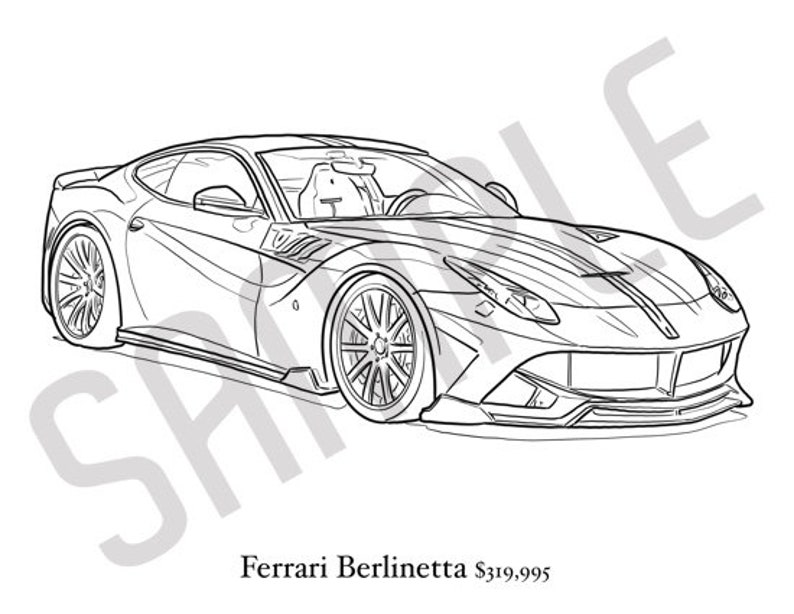 FERRARI BERLINETTA Adult Coloring Book, Printable Coloring Pages ...