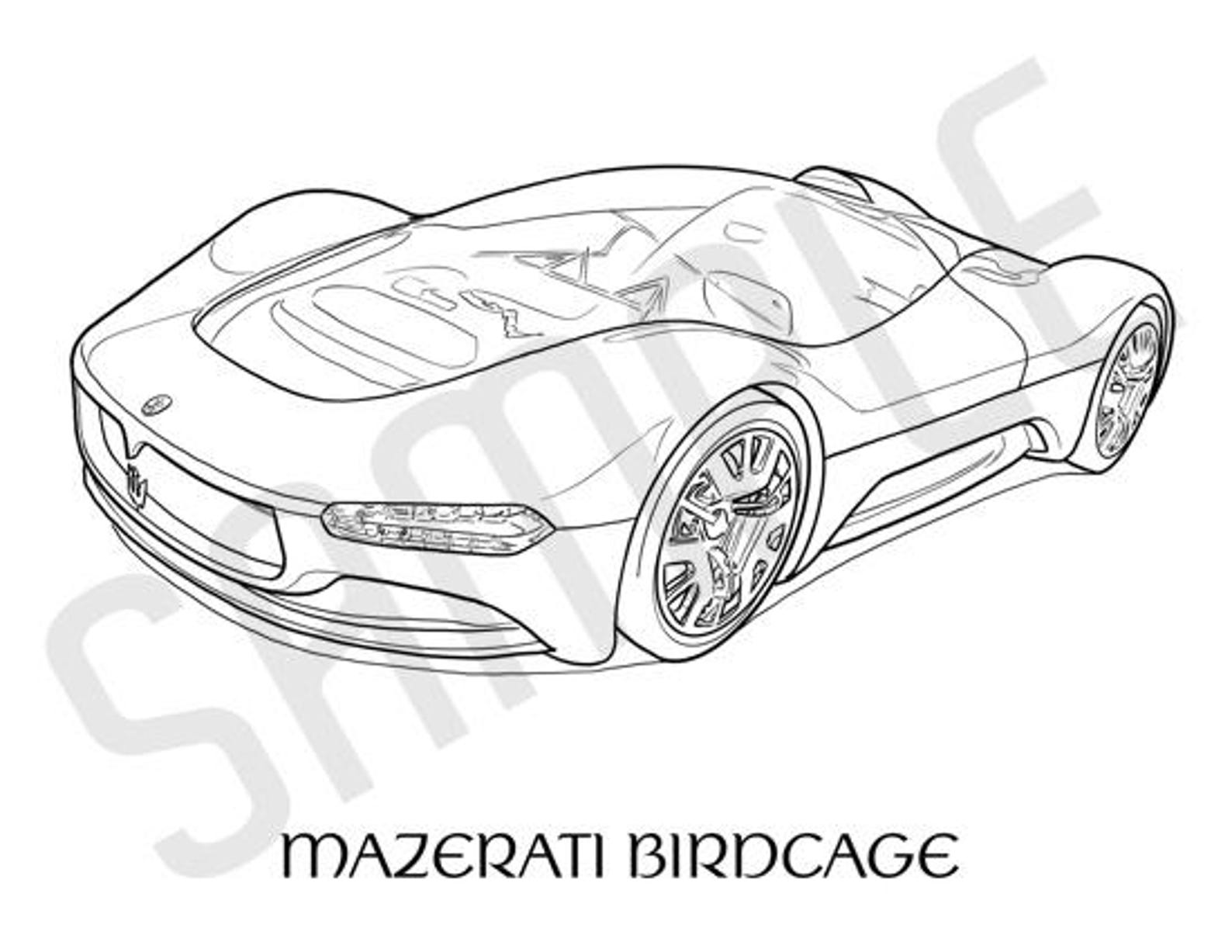 MASERATI BIRDCAGE Concept Cars Adult Coloring Page, Printable Coloring ...
