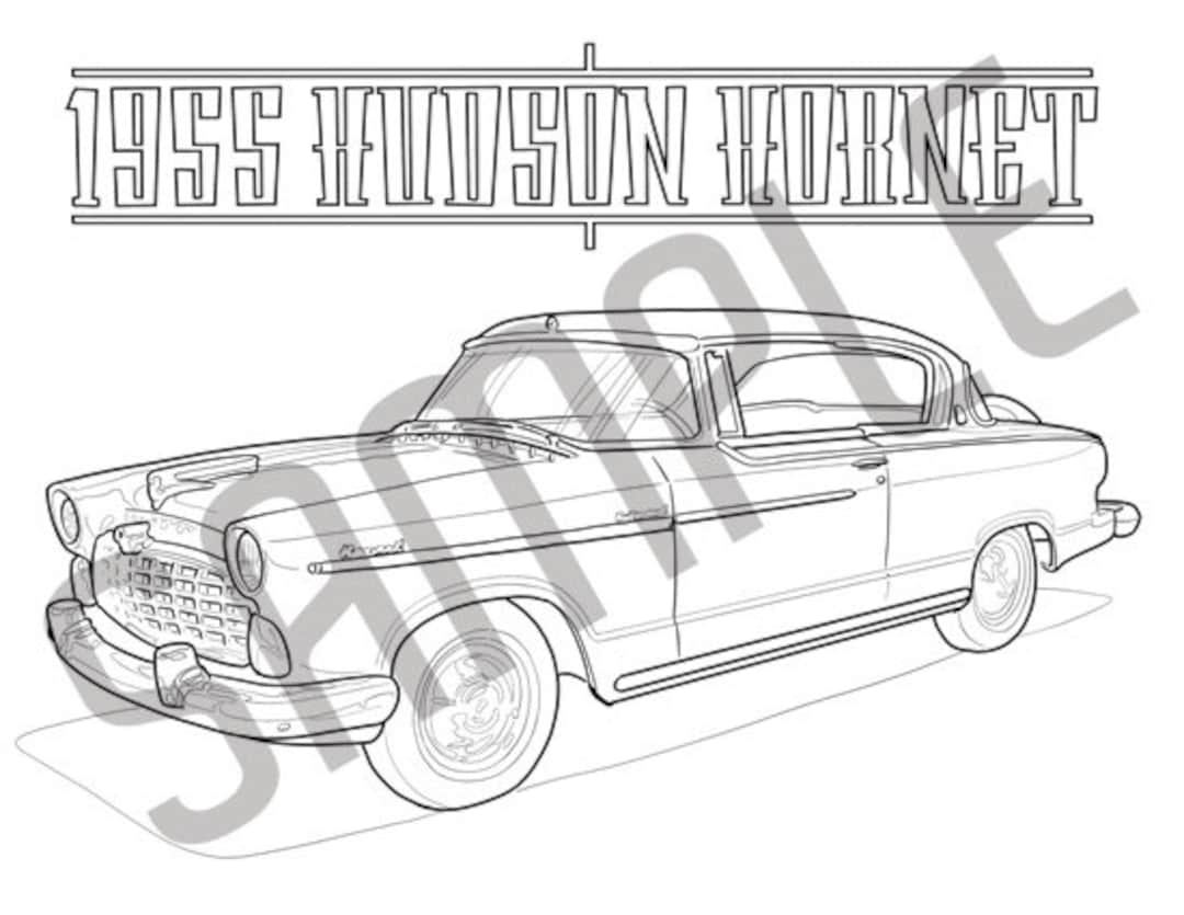 1955 HUDSON HORNET Adult Coloring Book, Printable Coloring Pages ...