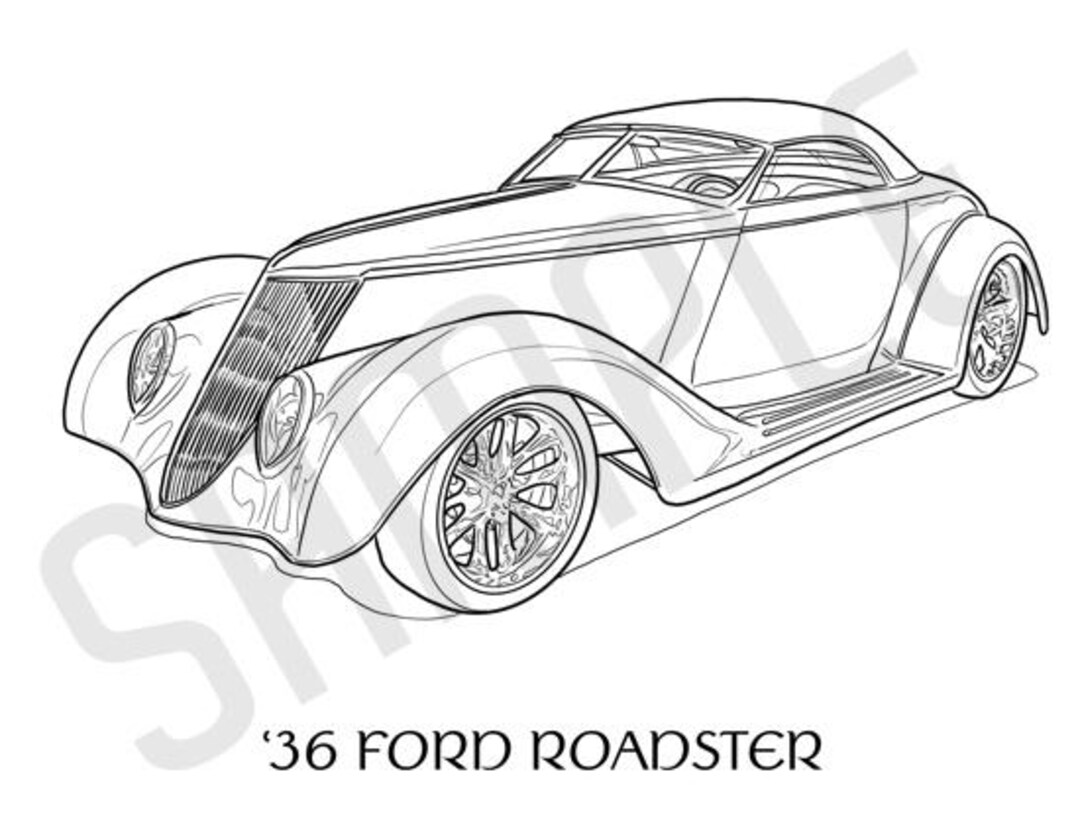 36 FORD ROADSTER Swoopy Car Adult Coloring Page, Printable Coloring ...