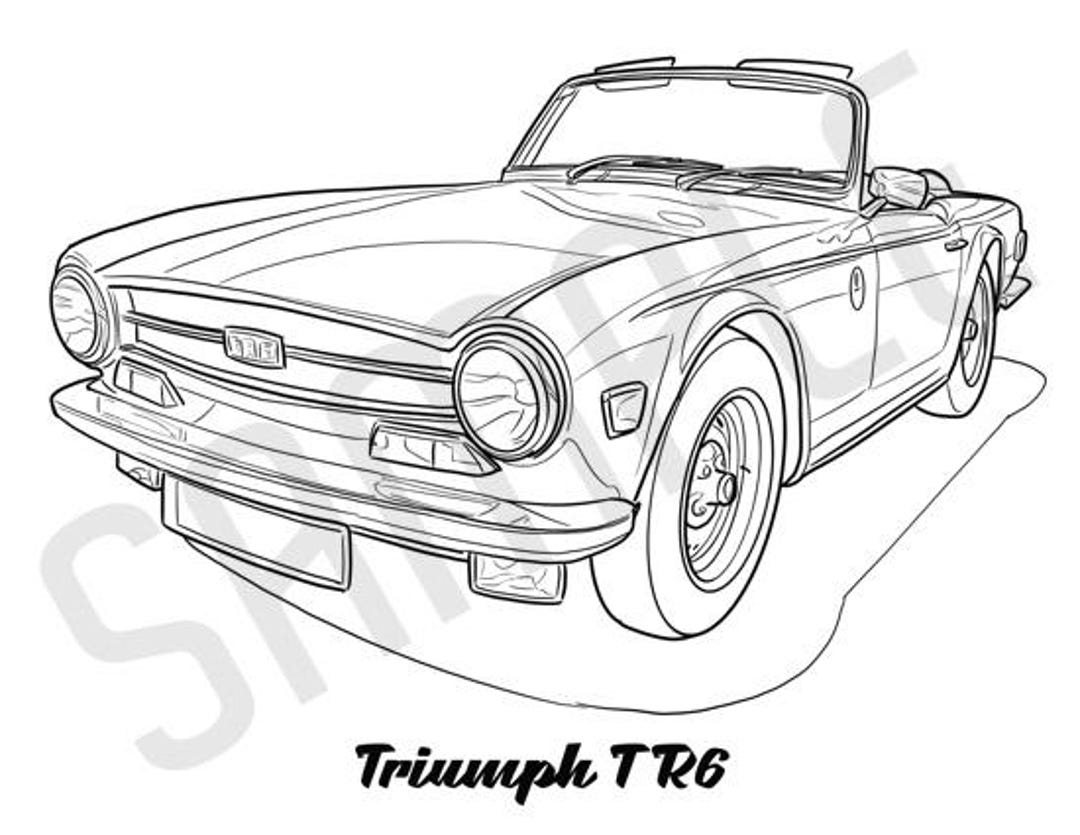 TRIUMPH TR6 Coolest Car Adult Coloring Page, Printable Coloring Pages ...