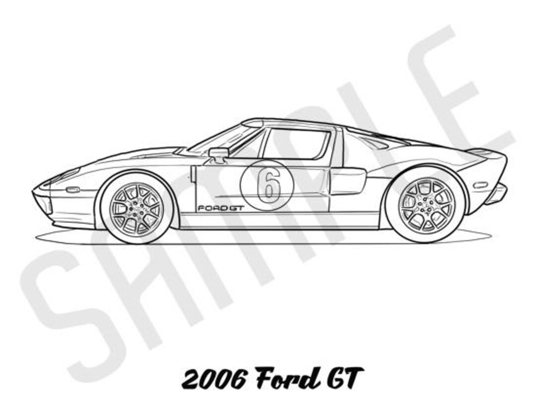 2006 FORD GT Coolest Car Adult Coloring Page, Printable Coloring Pages ...