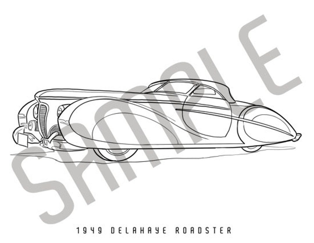 1949 DELAHAYE ROADSTER Adult Coloring Book, Printable Coloring Pages ...