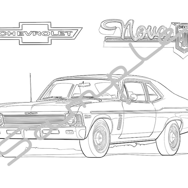 Chevy Nova Drawing - Etsy