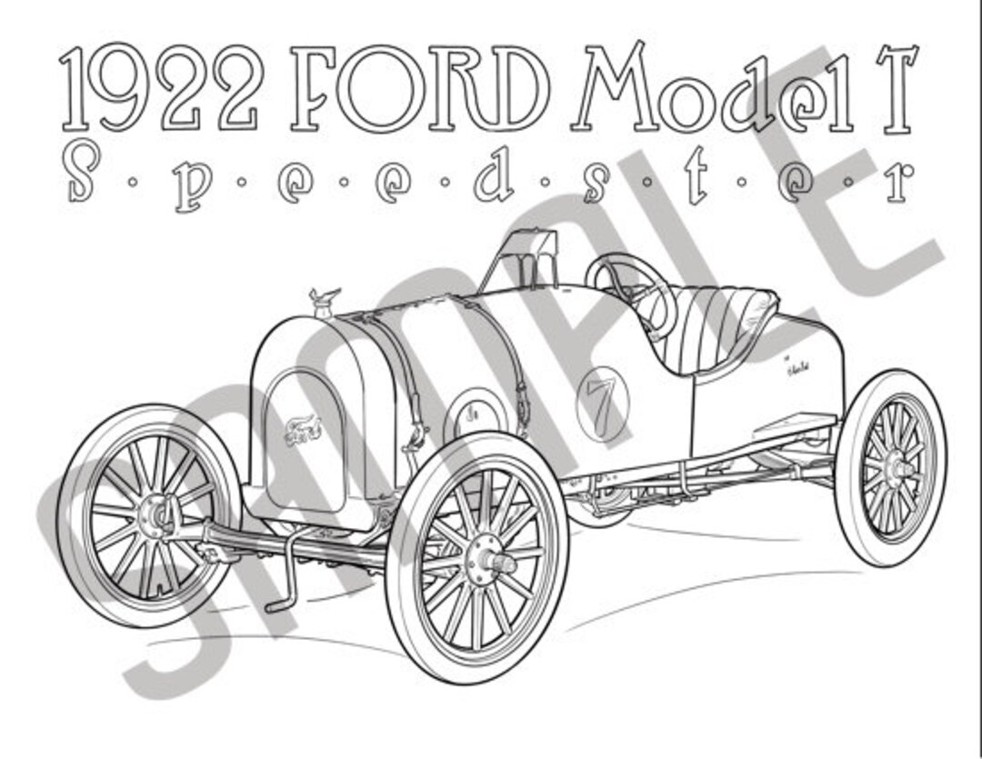 1922 FORD MODEL T SPEEDSTER Adult Coloring Book, Printable Coloring ...
