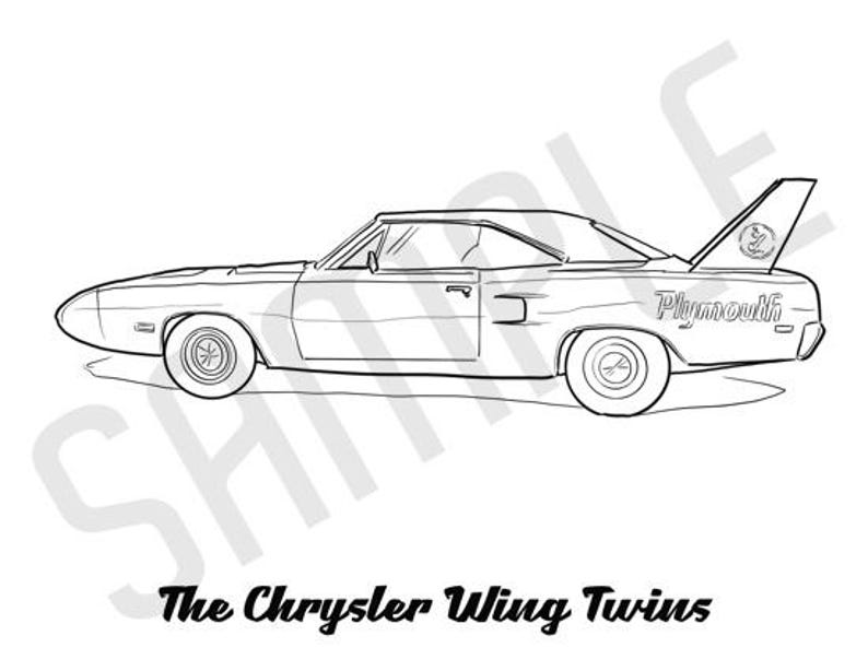 CHRYSLER WING TWINS Adult Coloring Page, Printable Coloring Pages ...