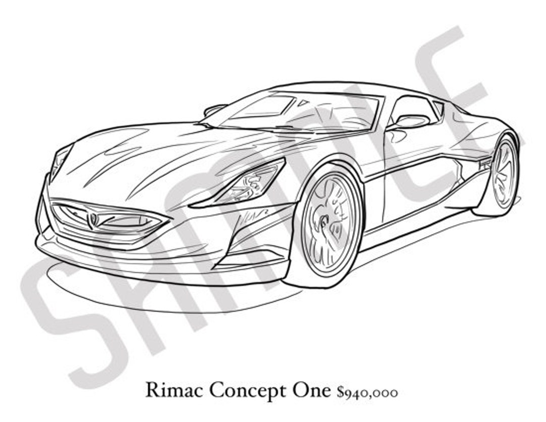 RIMAC CONCEPT ONE Adult Coloring Book, Printable Coloring Pages ...