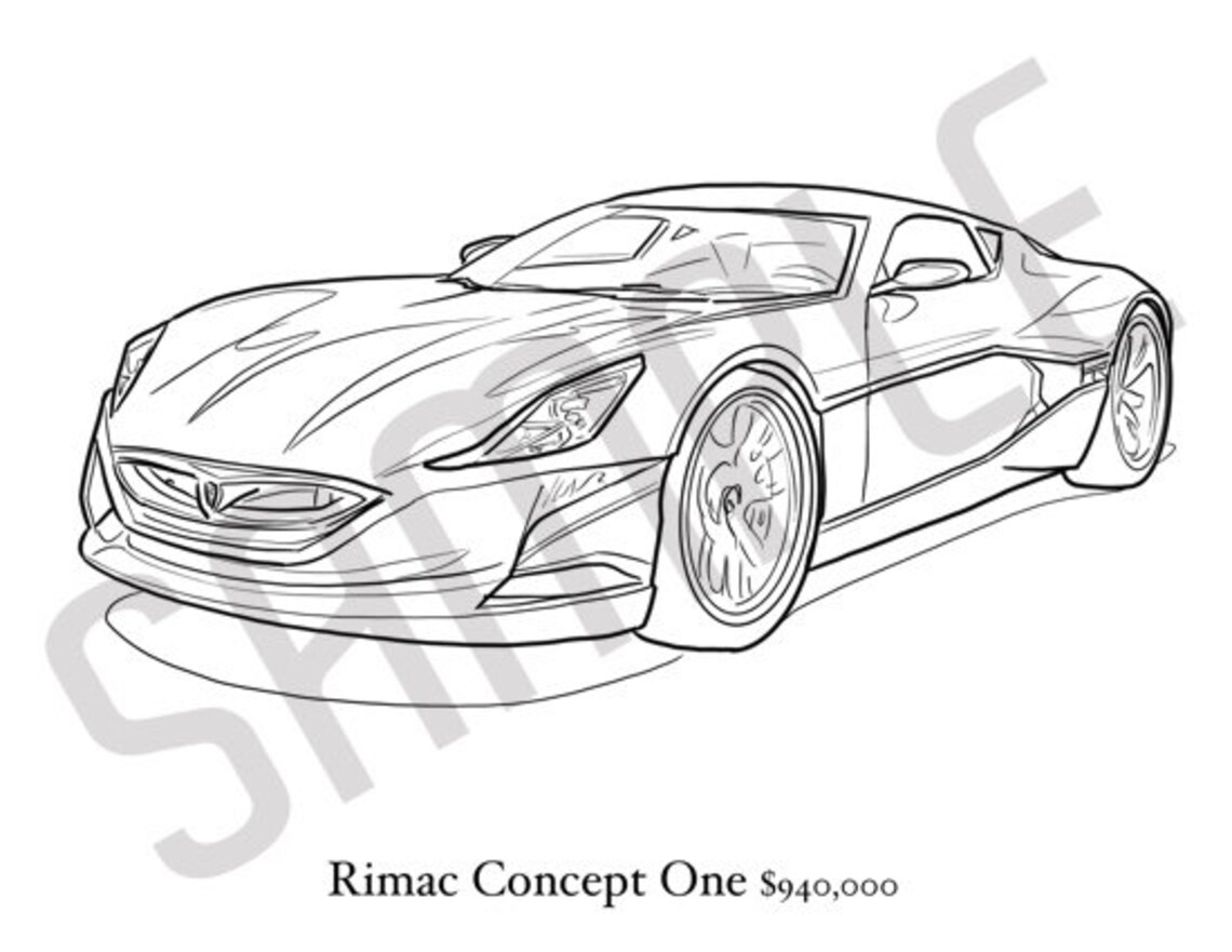 RIMAC CONCEPT ONE Adult Coloring Book, Printable Coloring Pages ...