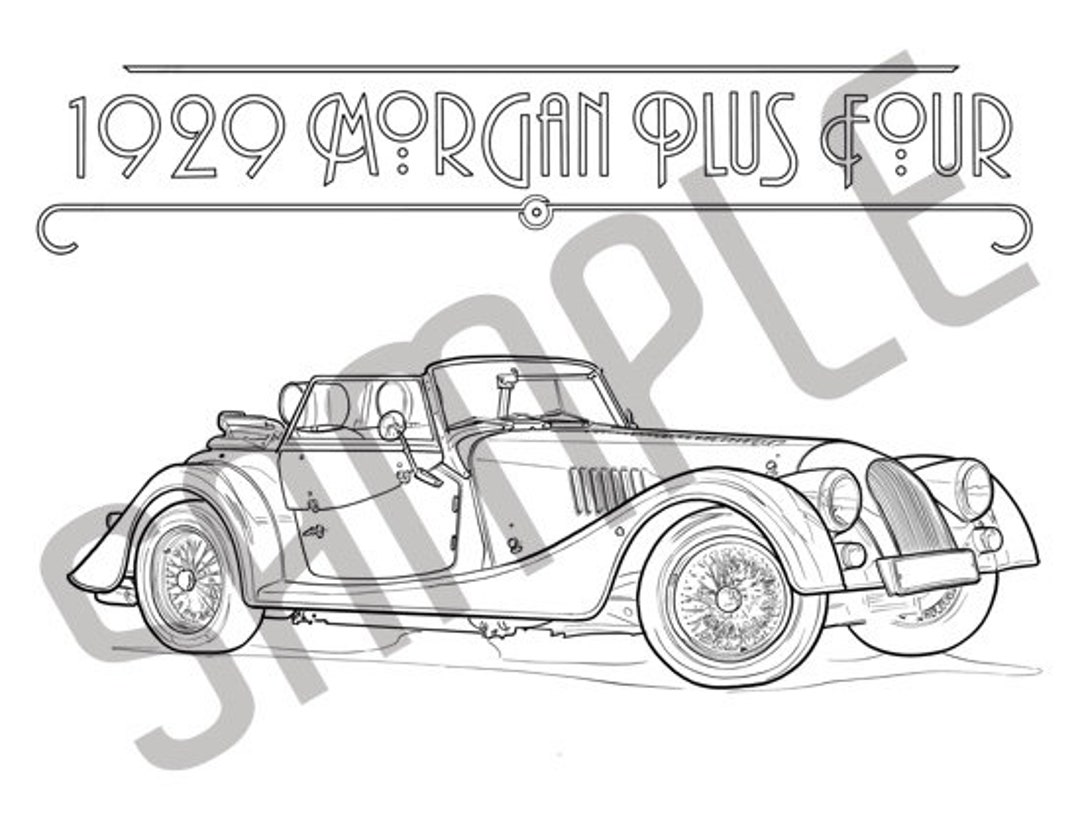 1929 MORGAN PLUS FOUR Adult Coloring Book, Printable Coloring Pages ...