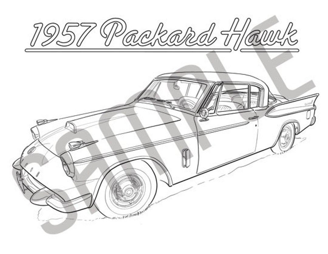 1957 PACKARD HAWK Adult Coloring Book, Printable Coloring Pages ...