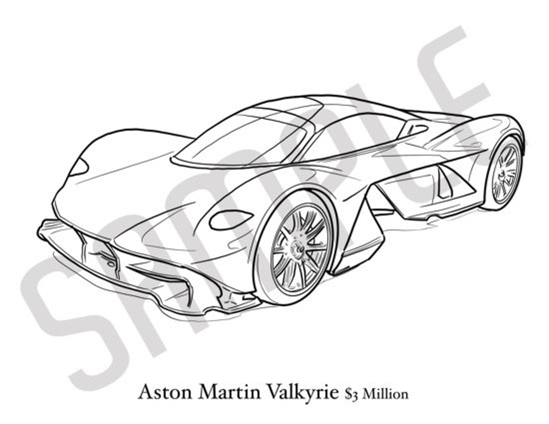 ASTON MARTIN VALKYRIE Adult Coloring Book, Printable Coloring Pages ...