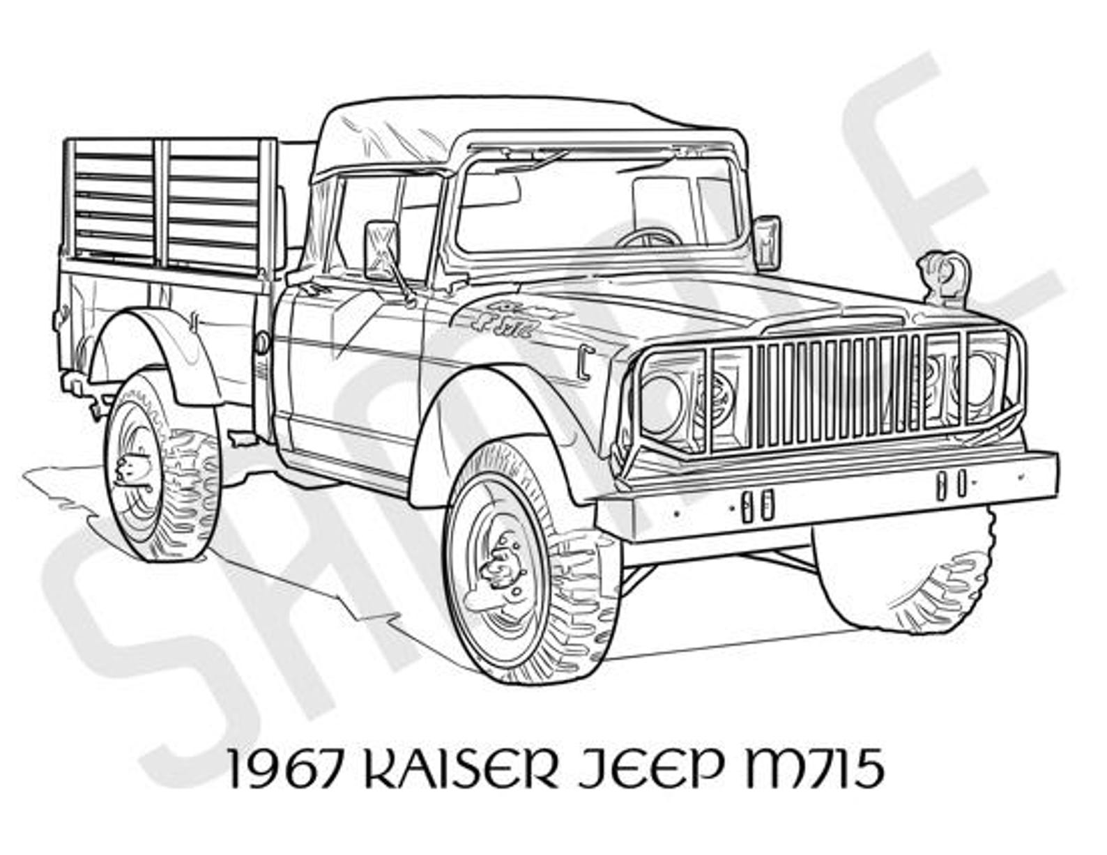 1967 KAISER JEEP M715 Pickup Truck Adult Coloring Page, Printable ...