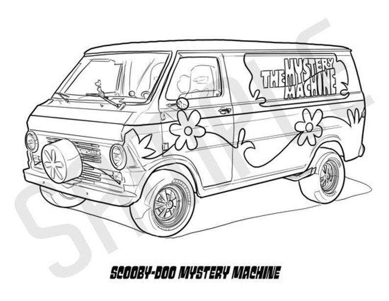 SKOOBY-DOO Mystery Machine, Adult Coloring Page, Printable Coloring ...