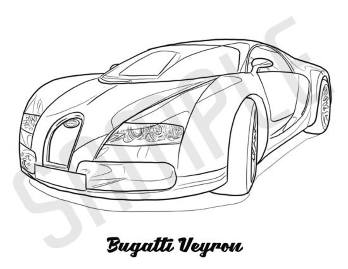 BUGATTI VEYRON Coolest Car Adult Coloring Page, Printable Coloring ...