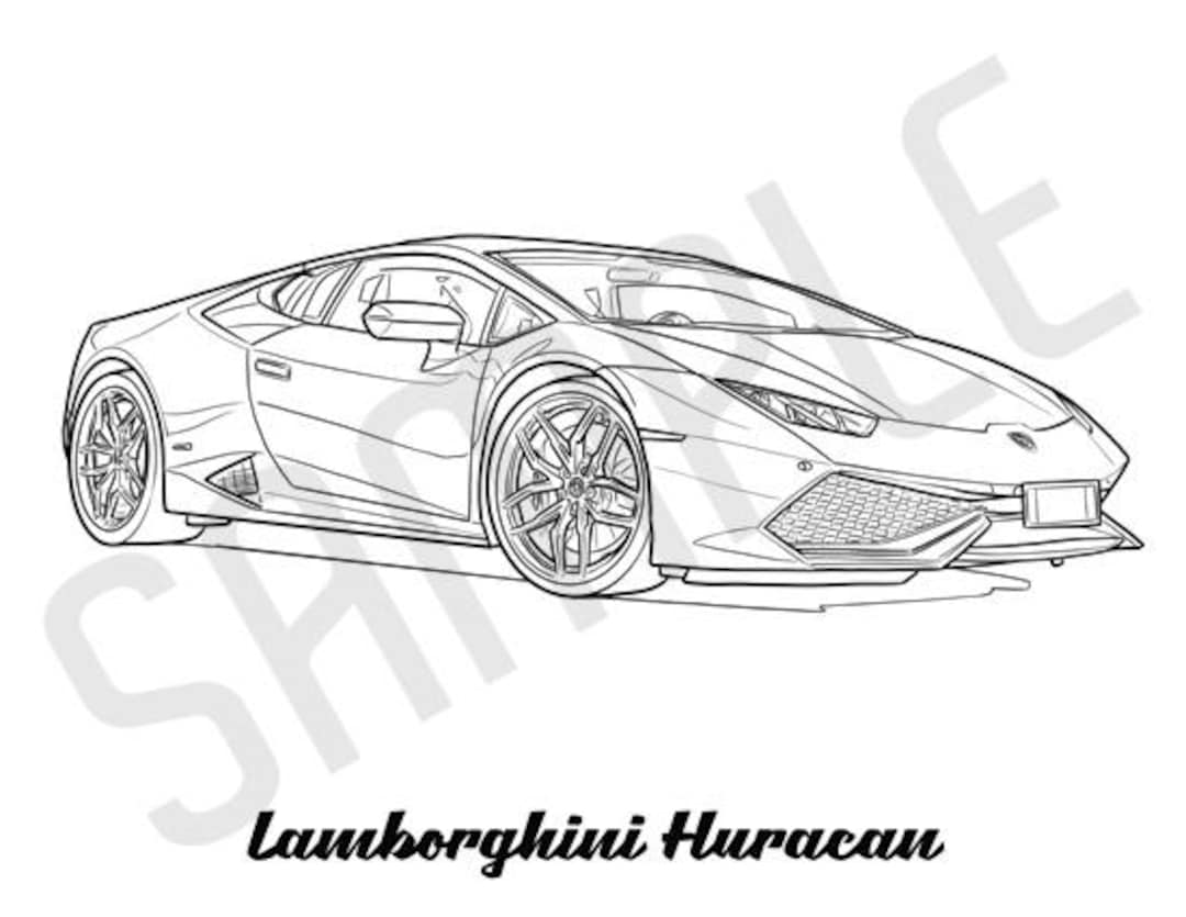 LAMBORGHINI HURACAN Coolest Car Adult Coloring Page, Printable Coloring ...