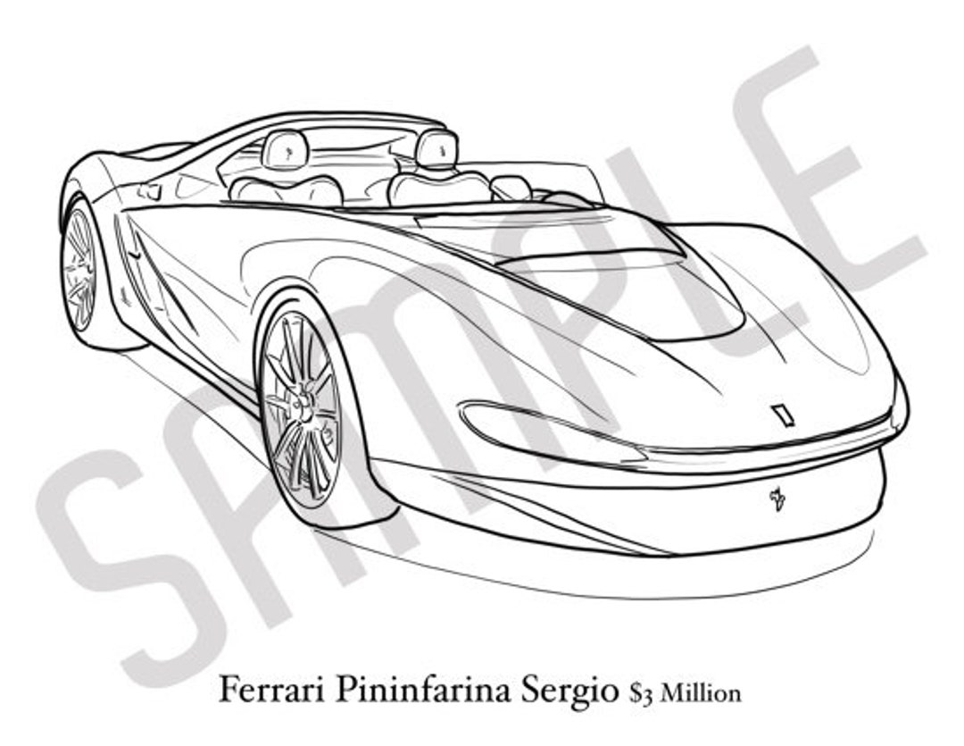 FERRARI PININFARINA SERGIO Adult Coloring Book, Printable Coloring ...
