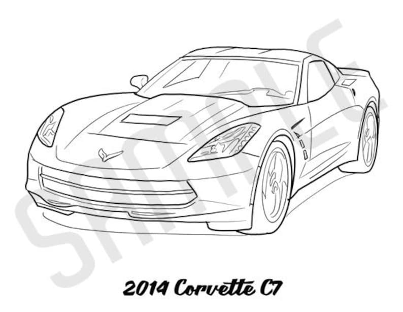 2014 CORVETTE C7 Coolest Car Adult Coloring Page, Printable Coloring ...