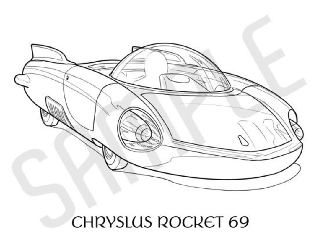 CHRYSLUS ROCKET 69 Bubble Top Cars Adult Coloring Page, Printable ...
