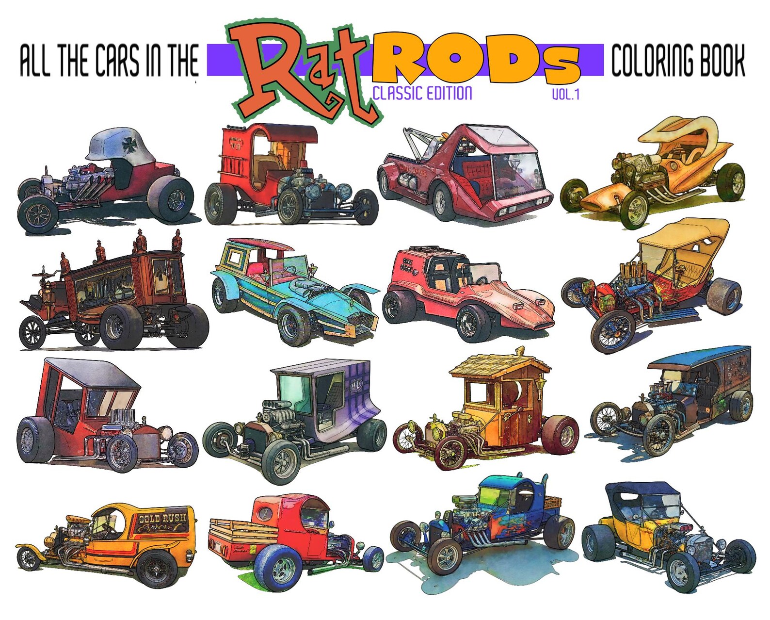 PURPLE MILK WAGON Rat Rod Adult Coloring Page, Printable Coloring Pages ...