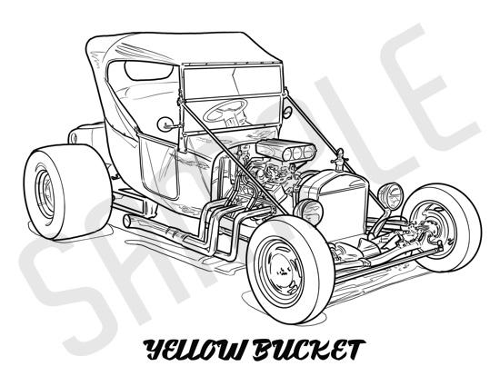 YELLOW BUCKET Rat Rod Adult Coloring Page, Printable Coloring Pages ...
