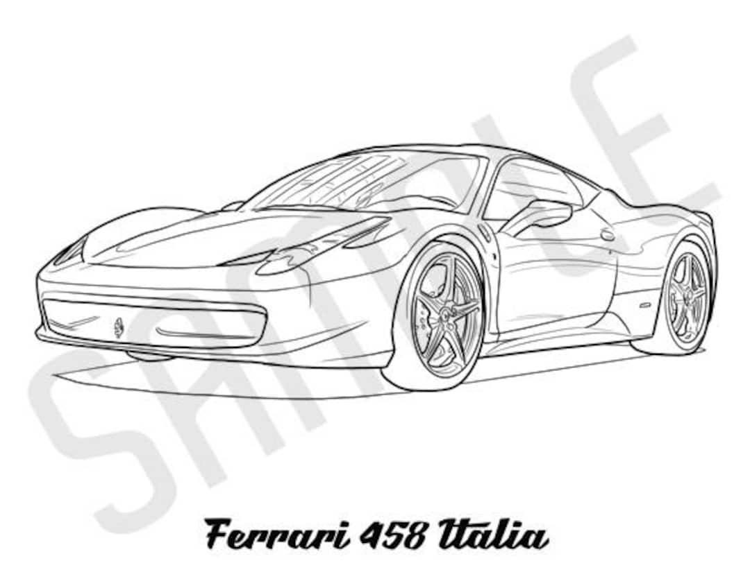 FERRARI 458 ITALIA Coolest Car Adult Coloring Page, Printable Coloring ...