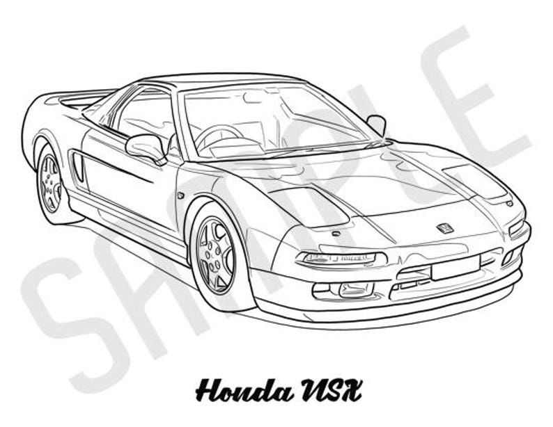 HONDA NSX Coolest Car Adult Coloring Page, Printable Coloring Pages ...