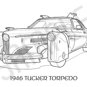 1946 TUCKER TORPEDO Concept Car Adult Coloring Page, Printable Coloring ...