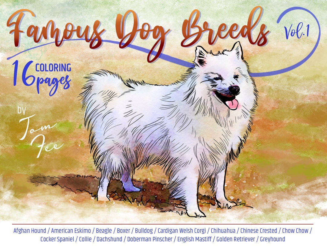 Famous Dog Breeds Vol.1, Adult Coloring Book, Printable Coloring Pages ...