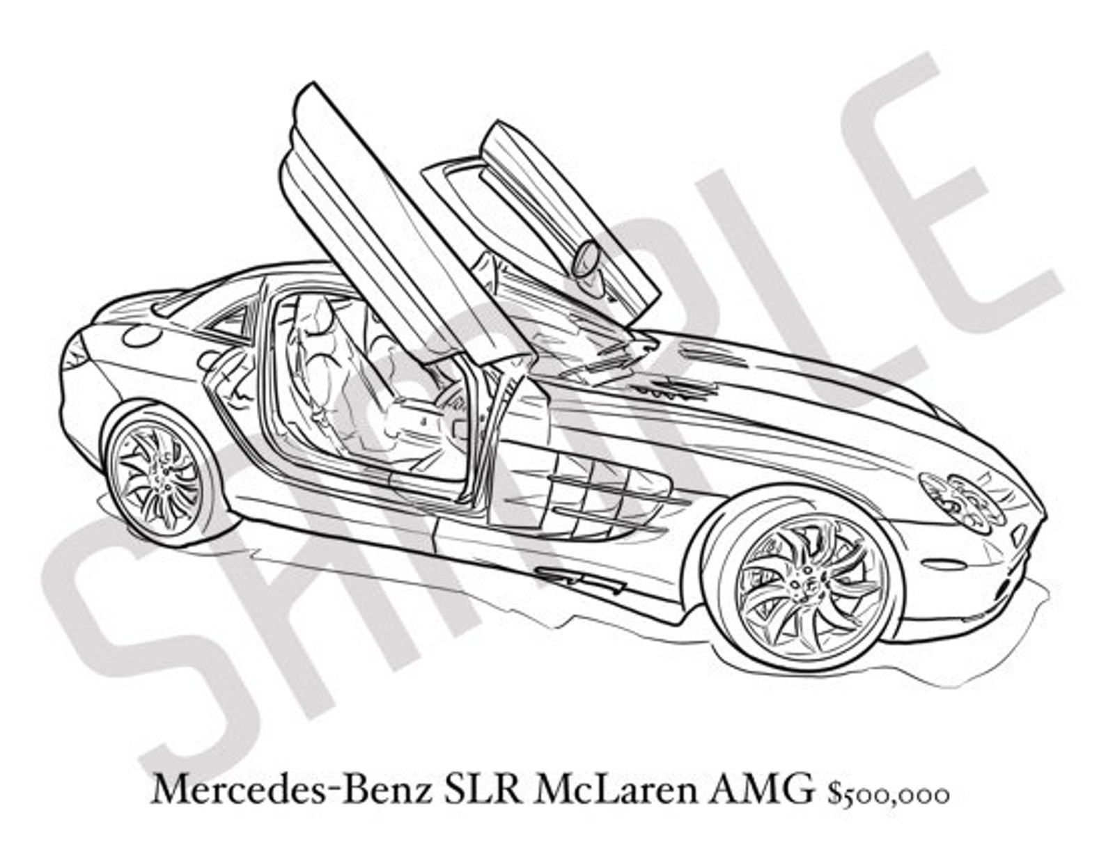 Mercedes-benz SLR Mclaren AMG Adult Coloring Book, Printable Coloring ...