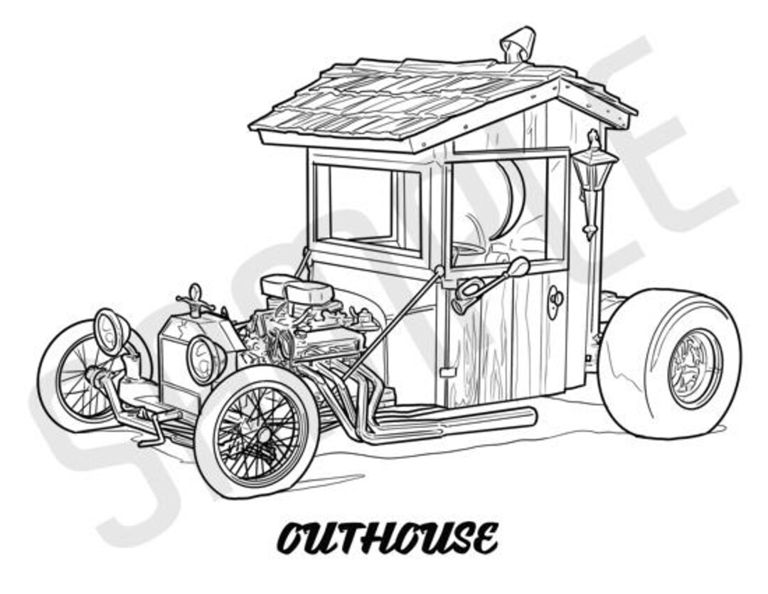OUTHOUSE Rat Rod Adult Coloring Page, Printable Coloring Pages ...