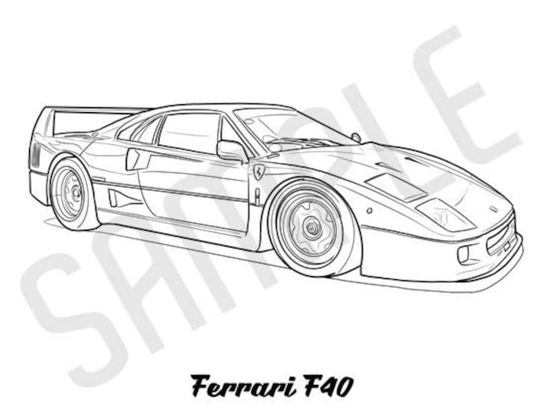 FERRARI F40 Coolest Car Adult Coloring Page, Printable Coloring Pages ...