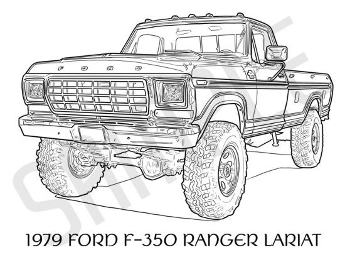 1979 FORD F-350 RANGER Pickup Truck Adult Coloring Page, Printable ...