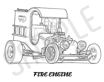 RED BARON Rat Rod Adult Coloring Page, Printable Coloring Pages ...