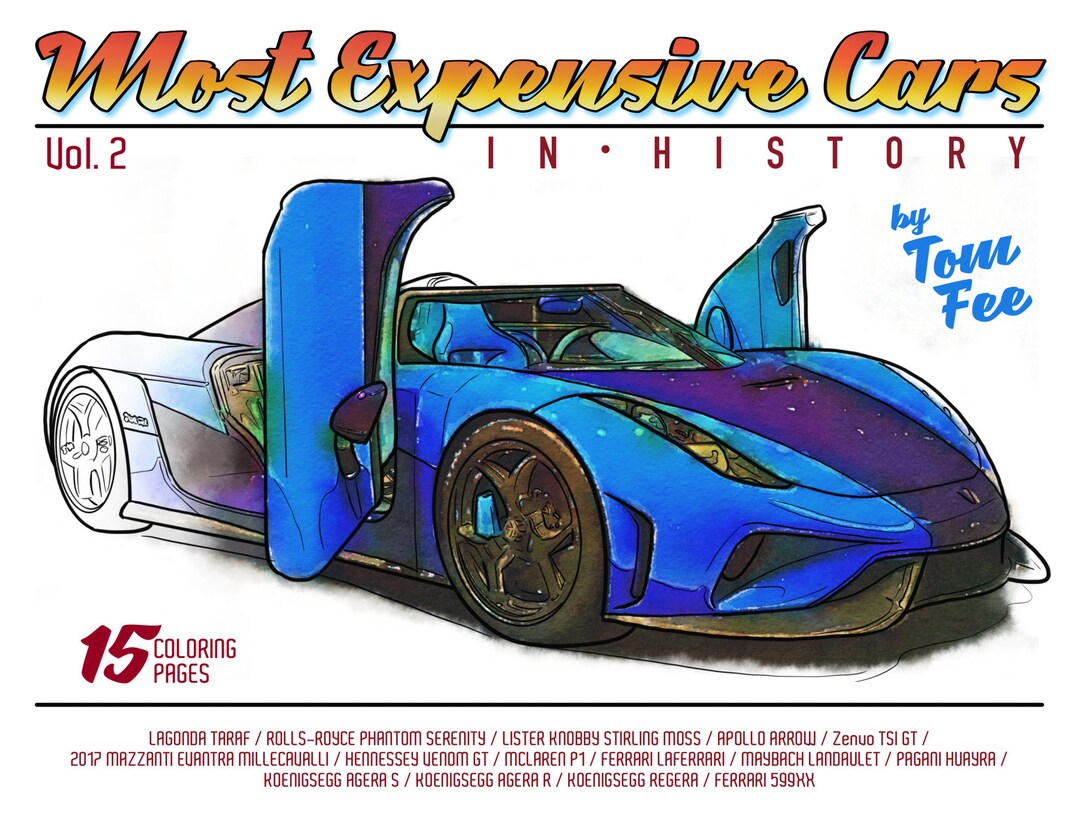 Most Expensive Cars in History Vol.2, Adult Coloring Book, Printable ...
