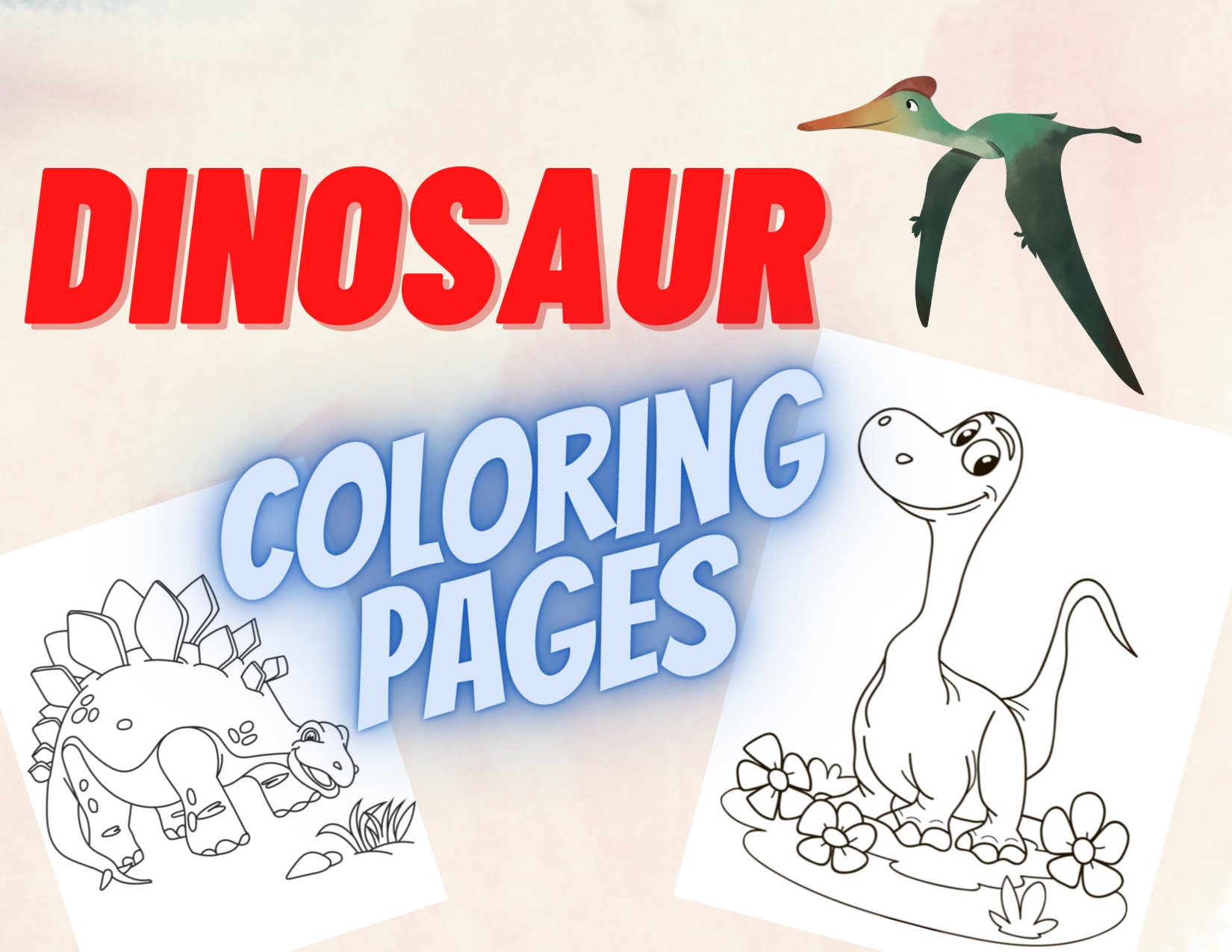50 DINOSAUR COLORING PAGES!!! High Quality Kids Craft Instant Download ...