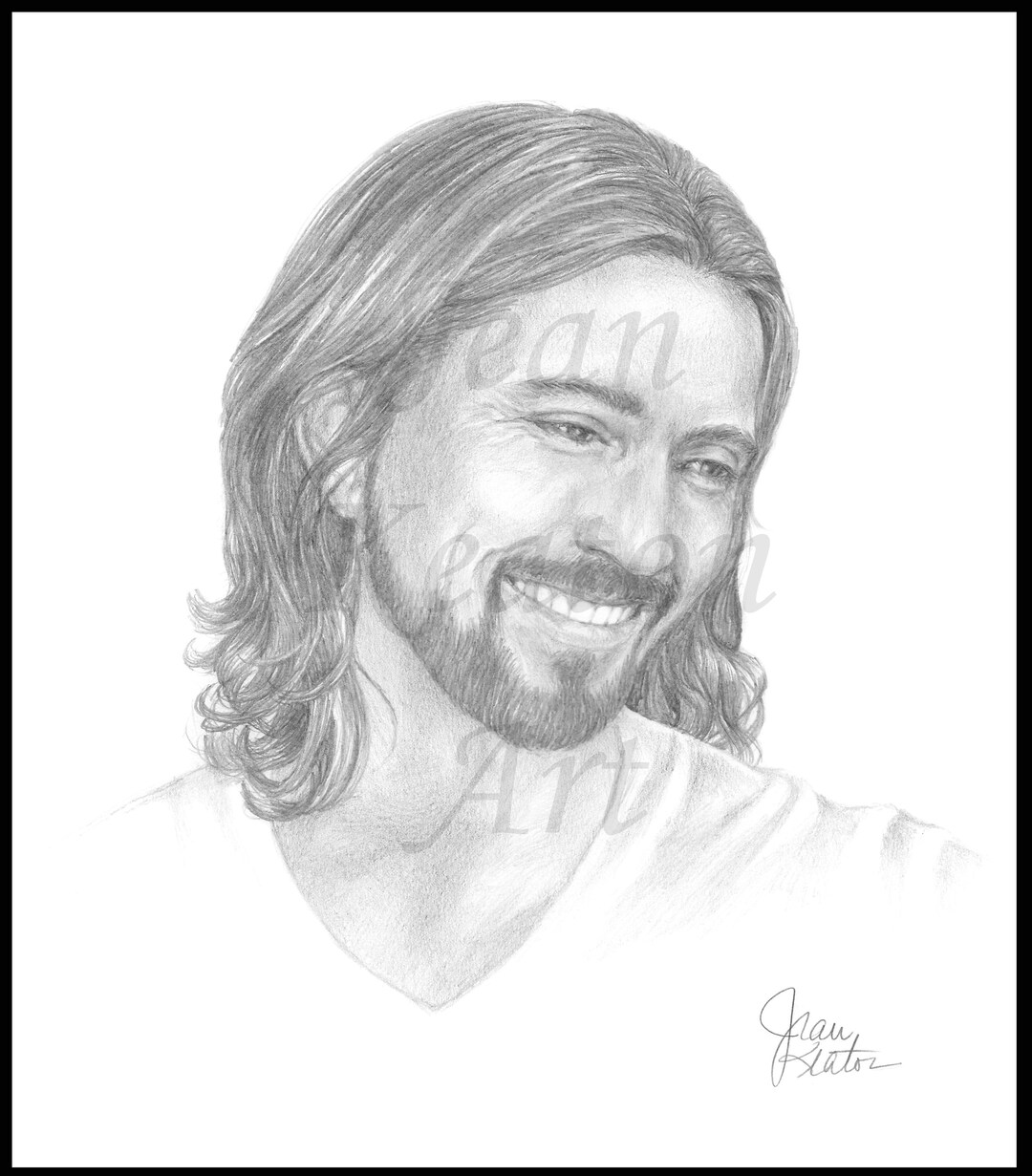 His Loving Grace // Jesus // Christian Art // Religious Art // Pencil ...