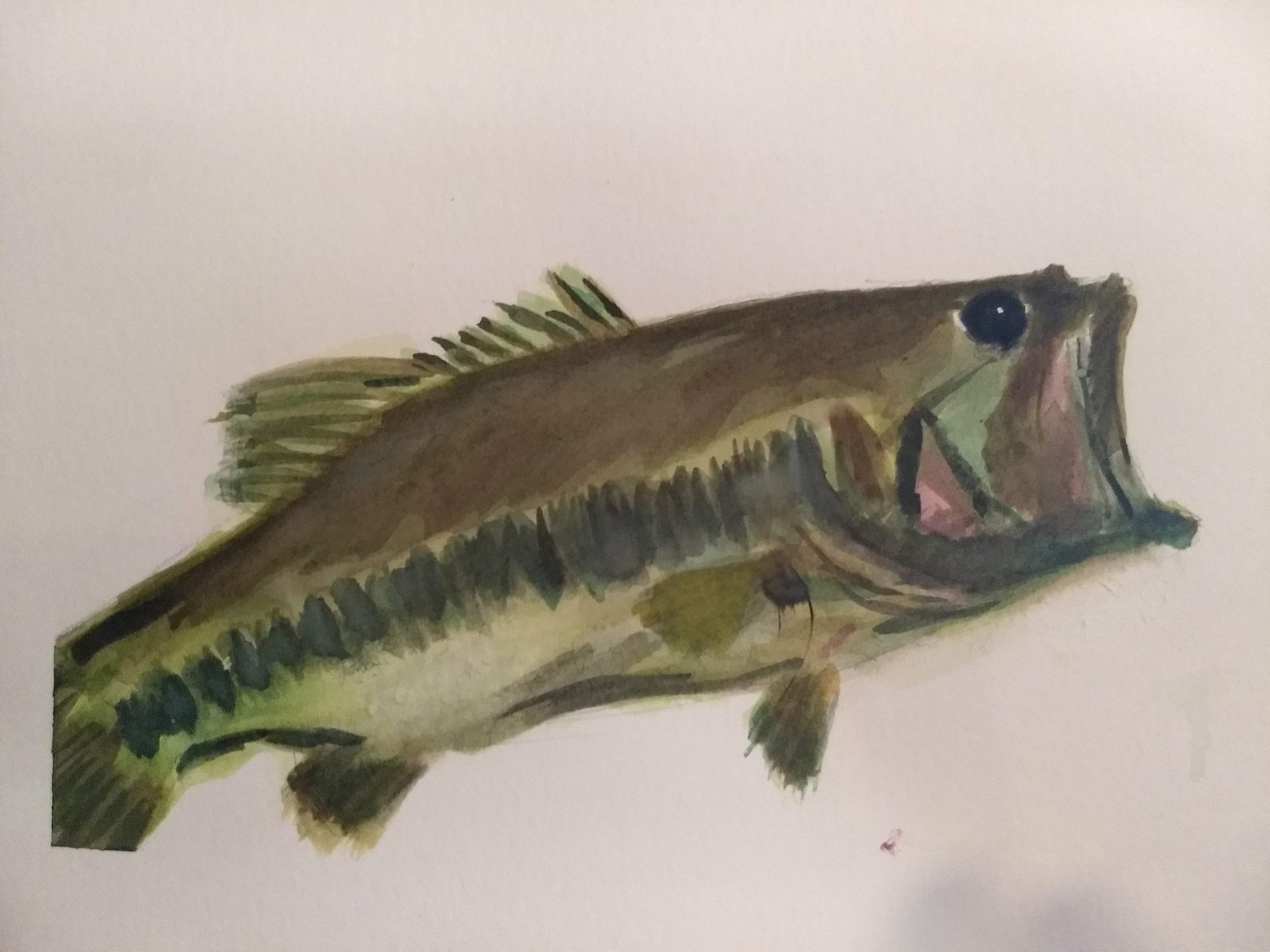 Largemouth Bass Watercolor, Fishing Painting, Bass Fishing Art ...