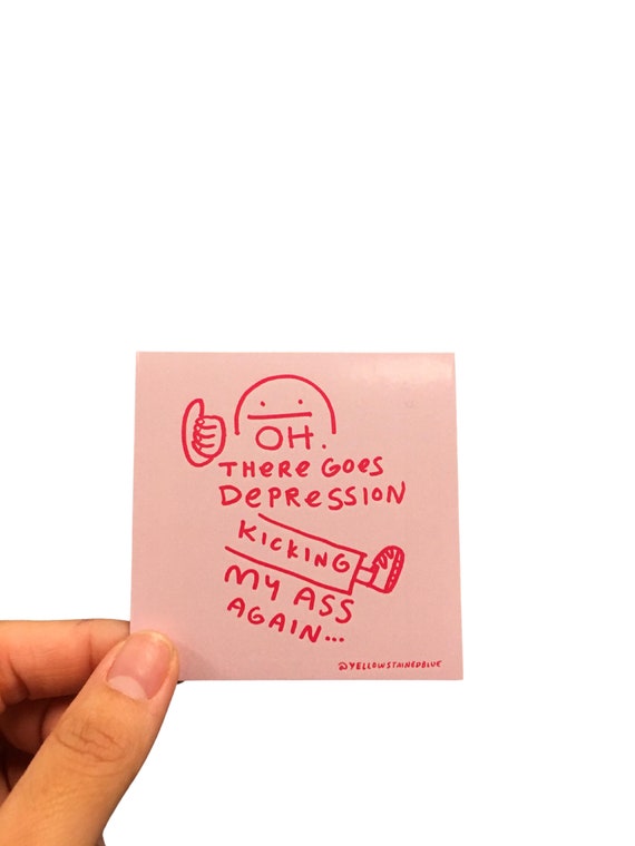 Depression Kicking My Ass Sticker 3x3 Inches / Mental Health - Etsy